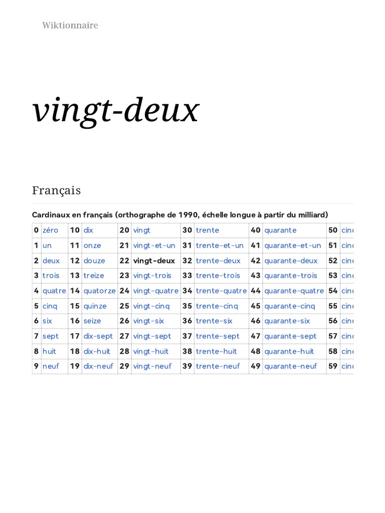 Vingt-deux et les nombres cardinaux | PDF | Linguistique | Lexicologie