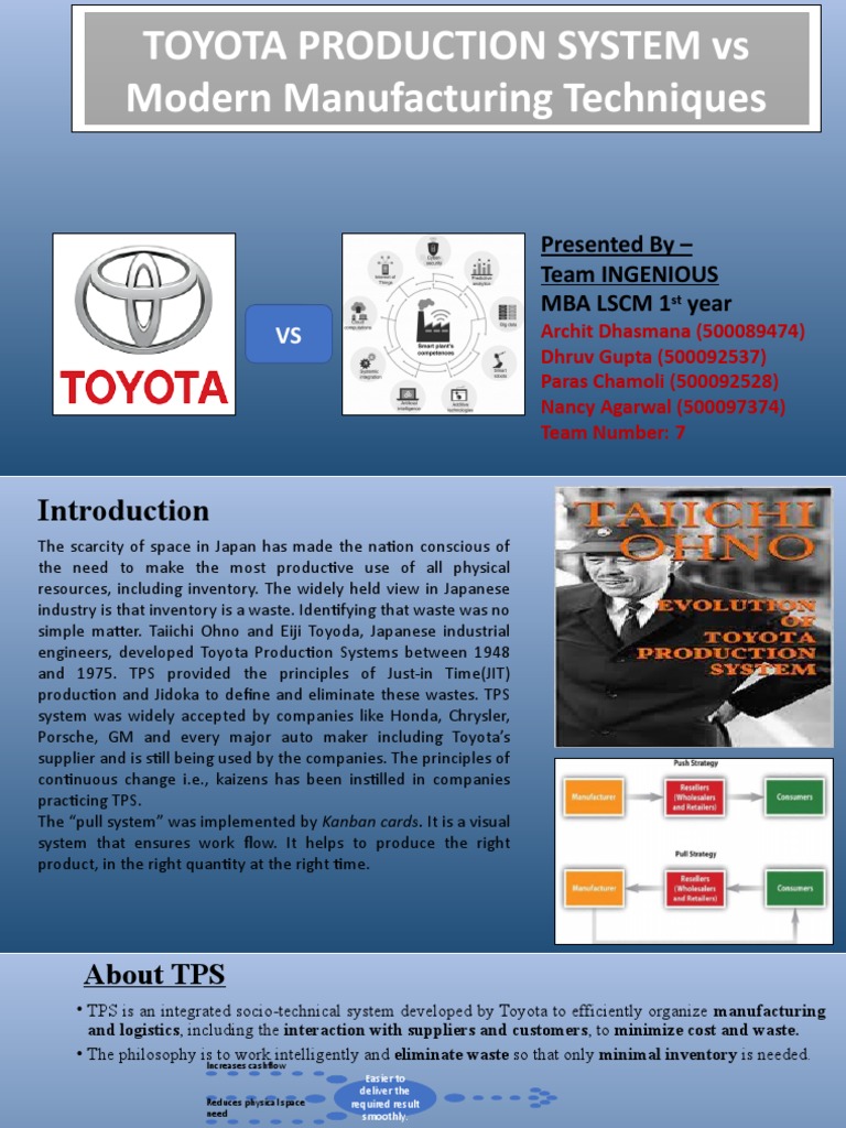 Group7 - TPS Vs Modern Manufacturing Techniques | PDF | 3 D Printing ...