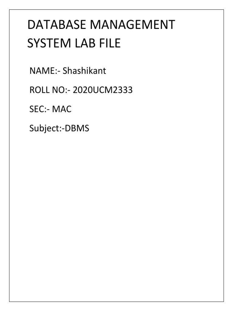 2020ucm2333-dbms Practical File | Pdf | Relational Model | Databases