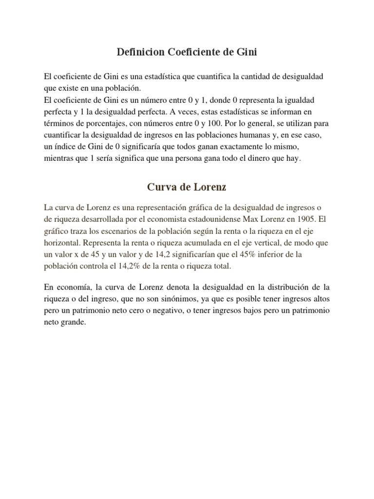 Definición del Coeficiente de Gini | PDF | Indicadores económicos ...