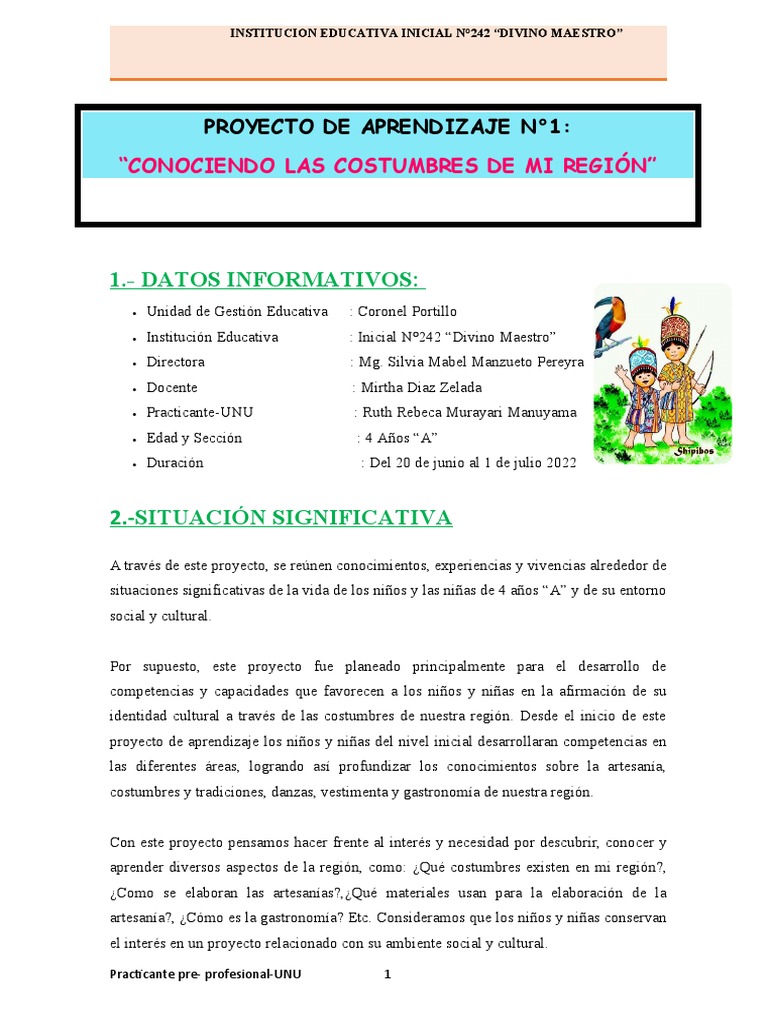 Proyecto de Aprendizaje N°1-Conociendo Las Costumbres de Mi Comunidad 20 Junio 2022 | PDF ...