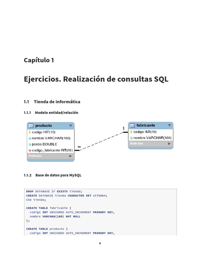 Ejercicios. Realización de Consultas SQL: Capítulo 1 | PDF | SQL | Modelo de datos