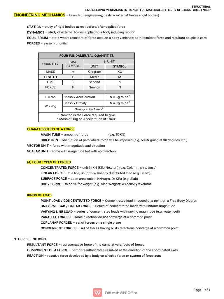 Structural Engineering Mechanics Overview | PDF | Deformation (Engineering) | Concrete