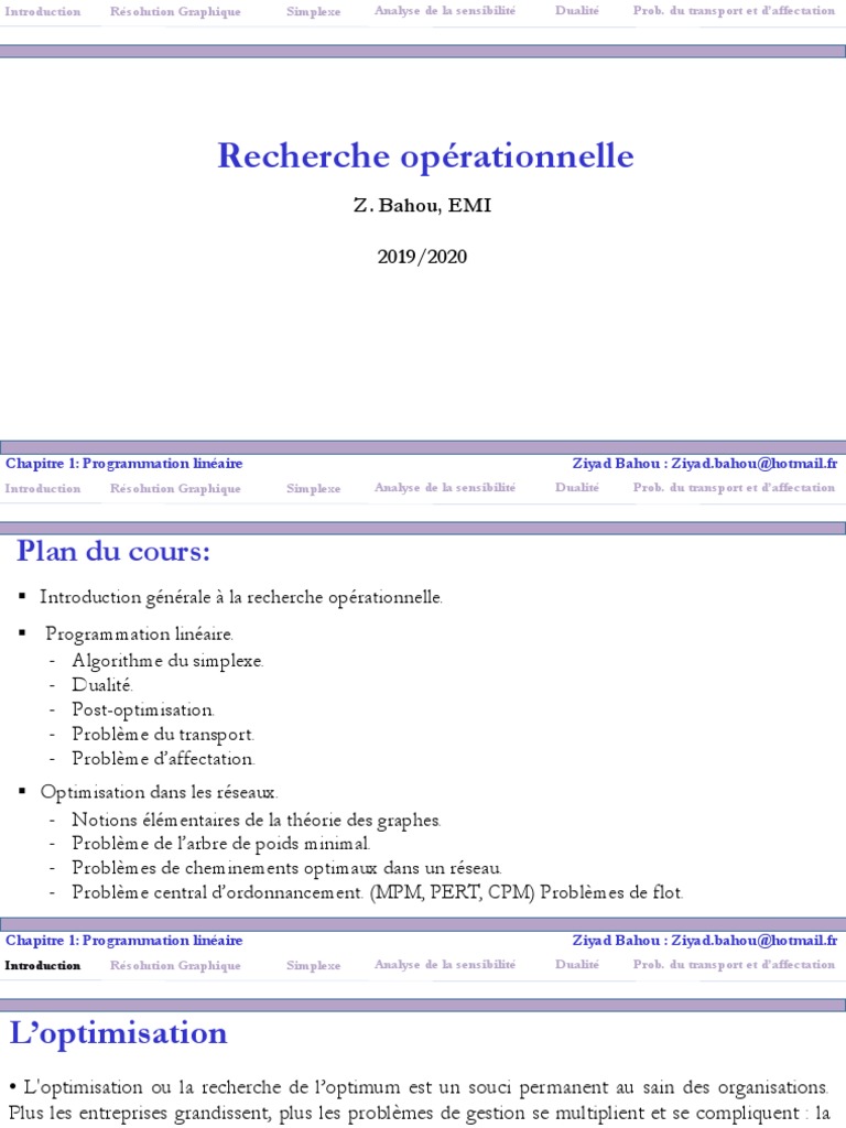 Ro-Chap 1 | PDF | Optimisation linéaire | Optimisation mathématique
