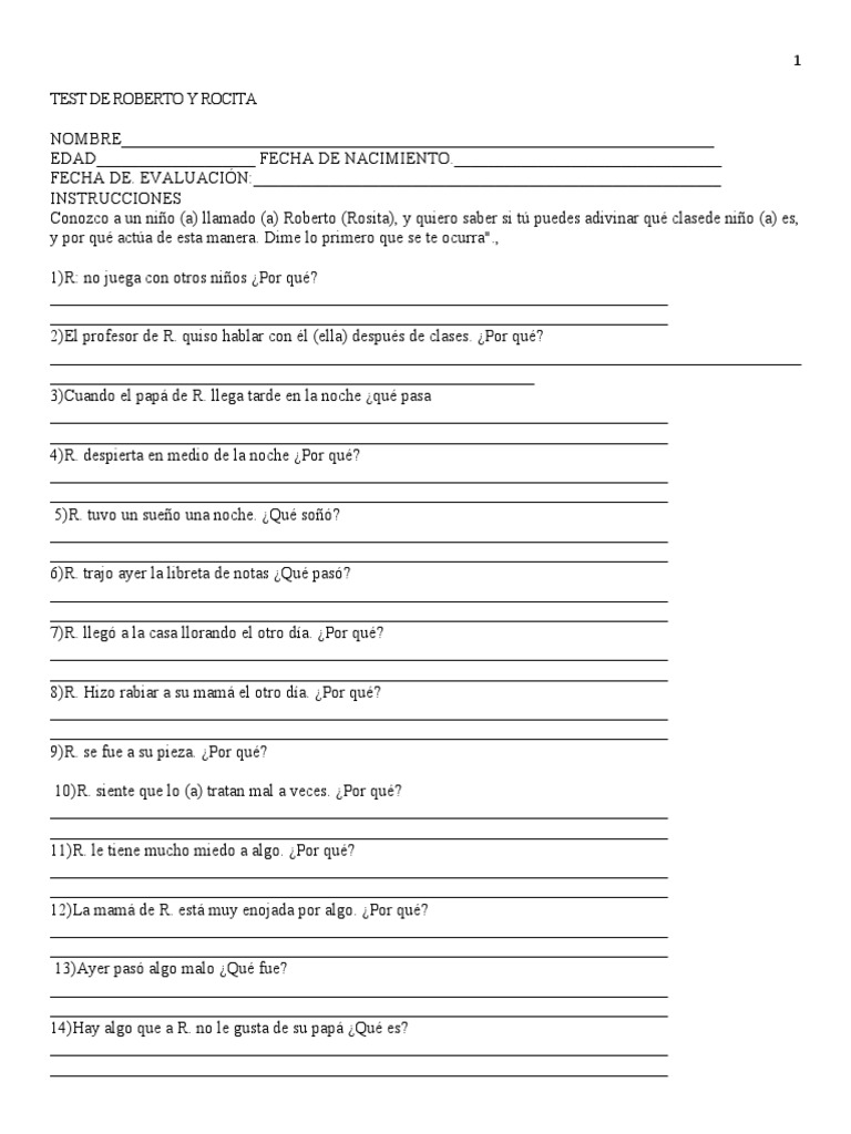 Test de Roberto y Rosita 563fa95319781 | PDF