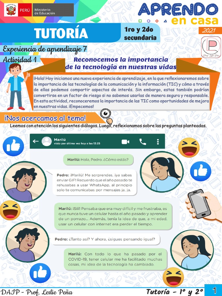 Tutoria 1° y 2° - Actv. 1 - Eda 7 | PDF | Tecnología de información y comunicaciones | Tableta