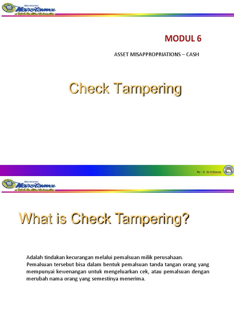Modul 6 - ASSET MISAPPROPRIATIONS - CASH ( Fraudulent Disbursement Check Tempering | PDF