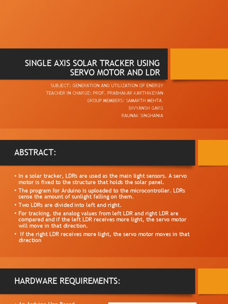 Solar Tracker with Servo Motor Control | PDF | Solar Panel | Solar Energy