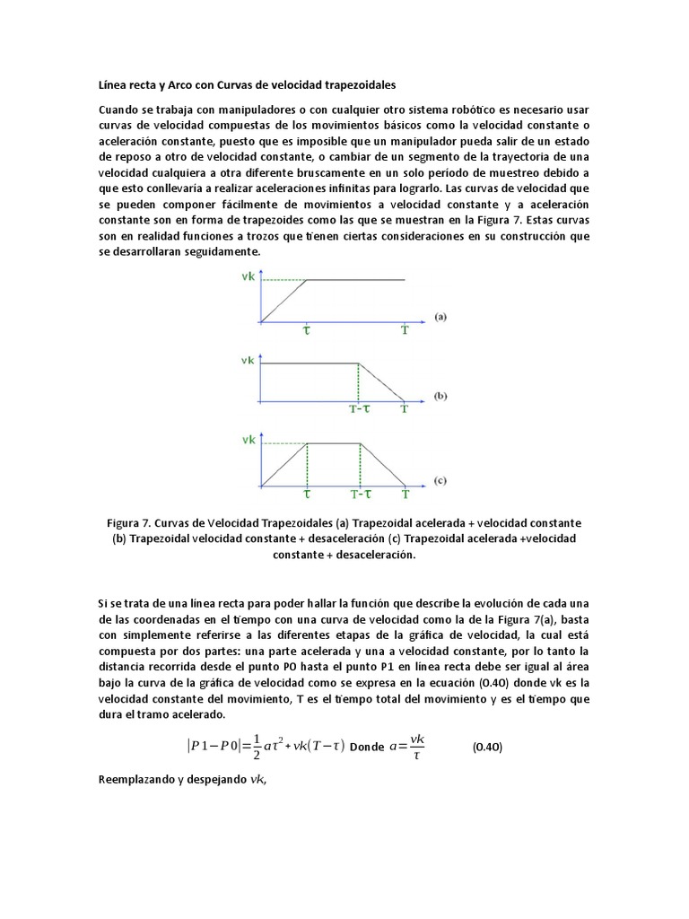 Línea Recta y Arco Con Curvas de Velocidad Trapezoidales | PDF | Velocidad | Aceleración