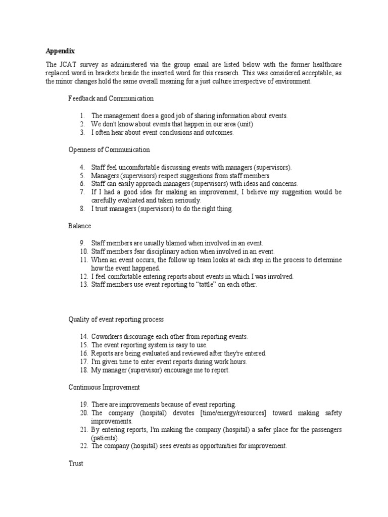 Just Culture Questionnaire | PDF | Hospital | Health Care