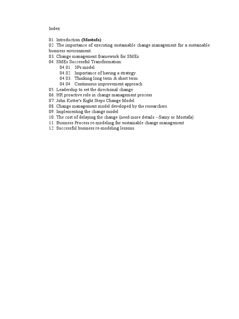 Impacts of Change Management Application On SMEs Business Excellence ...