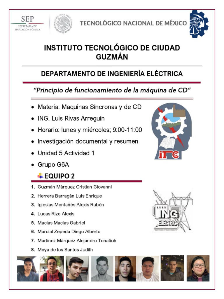 U5 EQUIPO 2 ACT 1 Maquinas Sincrónicas | PDF | Generador eléctrico | Inductor