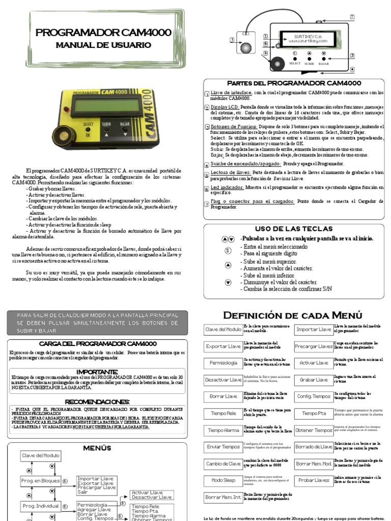 Manual Programador CAM4000 | PDF | Pantalla de cristal líquido | Bienes manufacturados