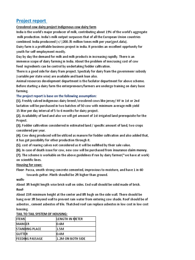 Project Report For Cow Farm | PDF | Dairy Cattle | Calf