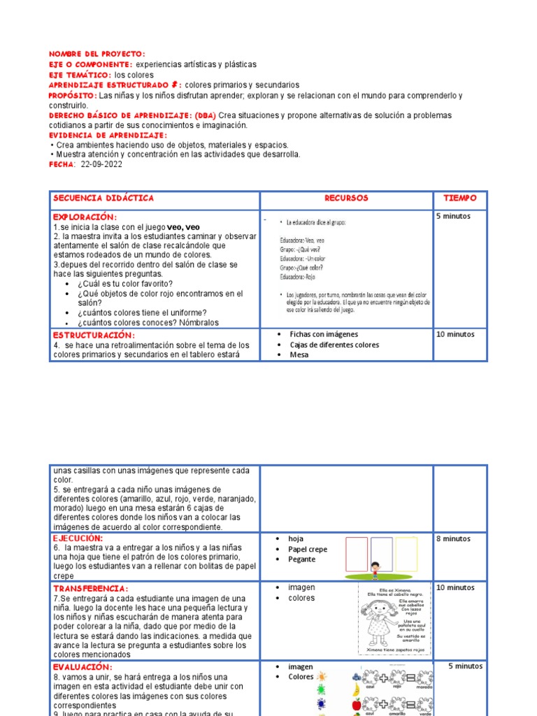 Los Colores Pdf Color Aprendizaje