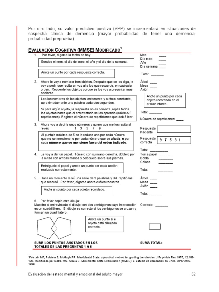 Evaluación Cognitiva con MMSE | PDF | Cognición | Sicología
