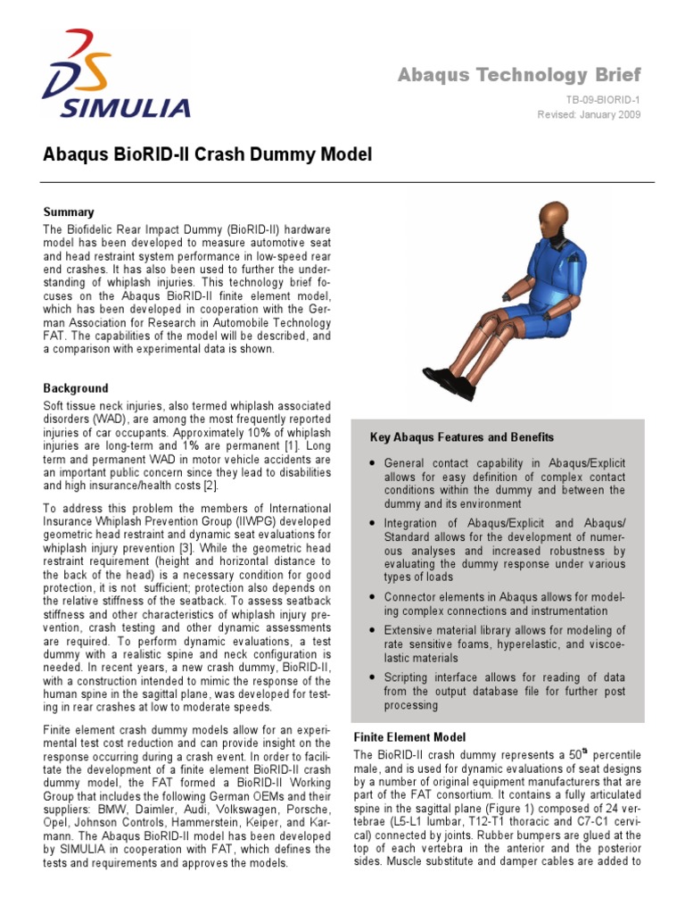 Abaqus BioRID-II Crash Dummy Model | PDF