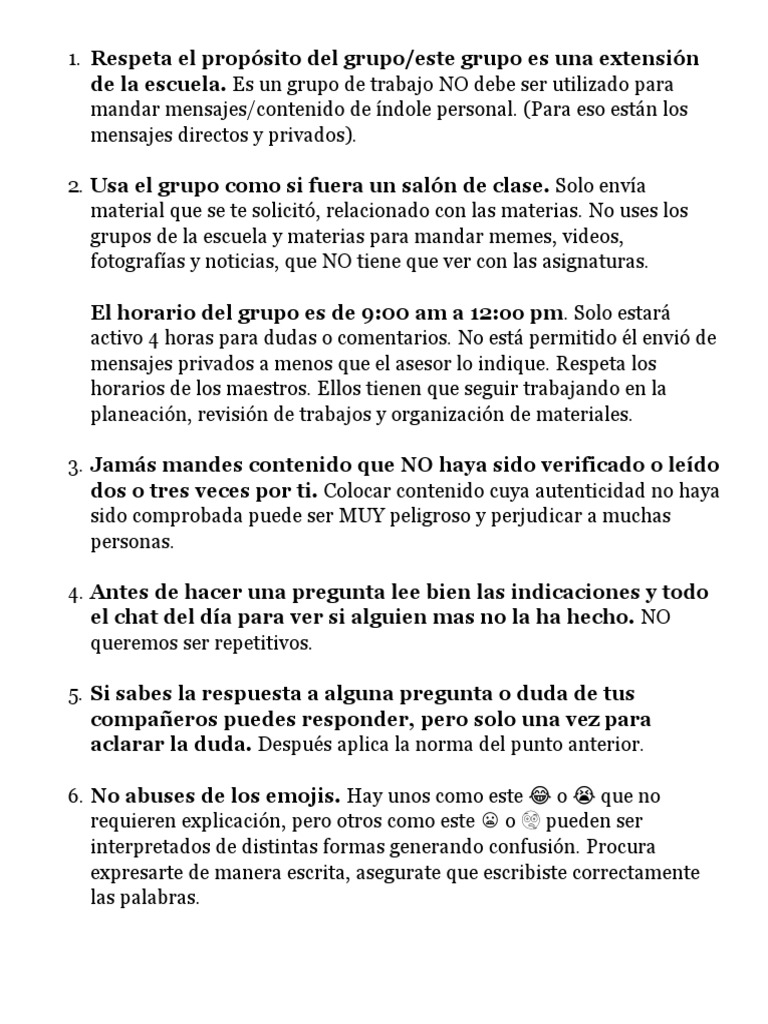 Reglas De Grupo Whatsapp Pdf