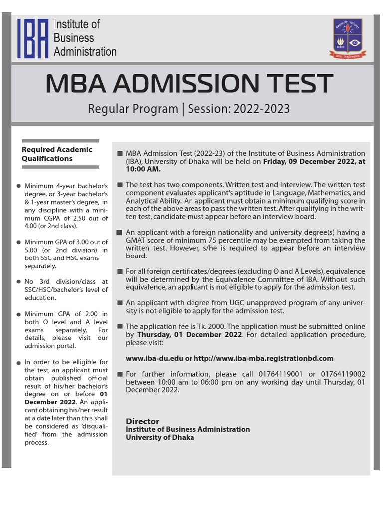 MBA Admission 2022-23 Final | PDF | University And College Admission ...