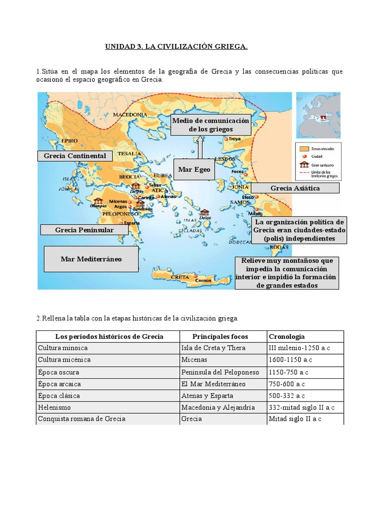 Unidad 3. Ficha Grecia Con Soluciones | PDF | Antigua Grecia | Grecia