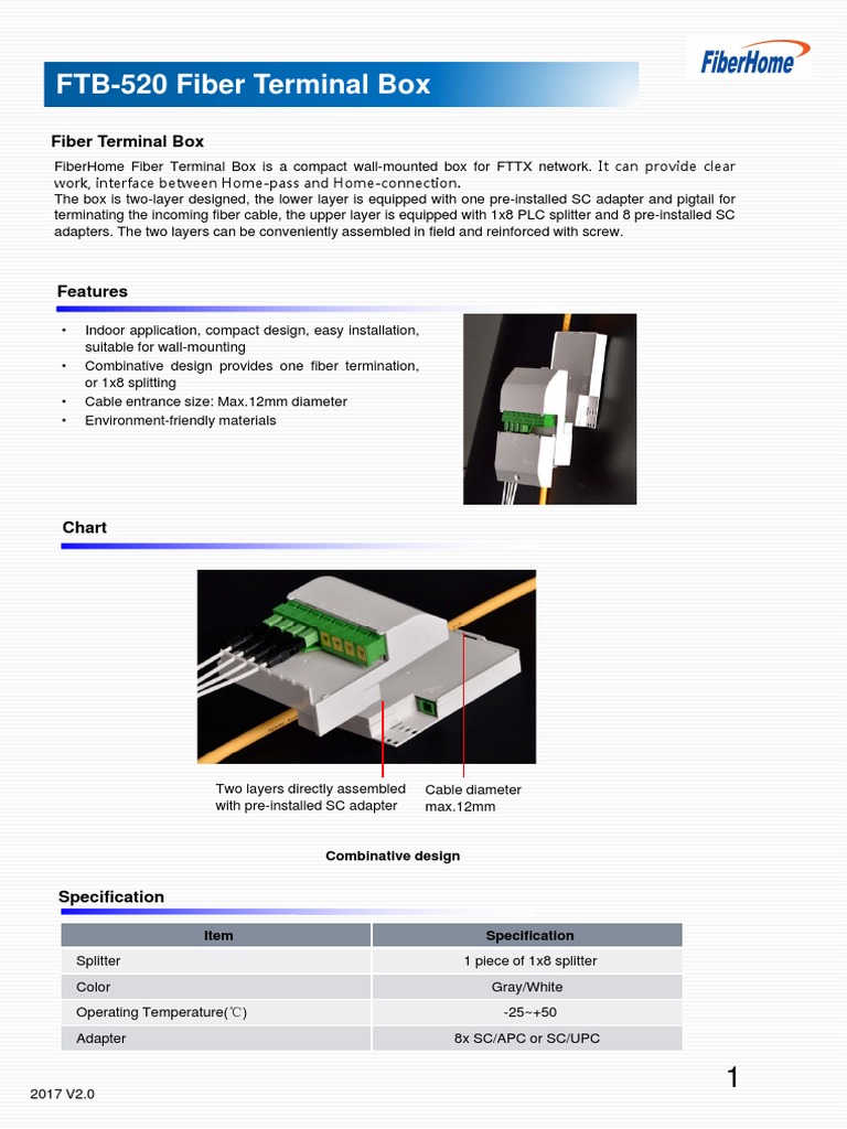 Annex 02 Indoor Box FTB-520 Specification-FiberHome | PDF | Optical ...