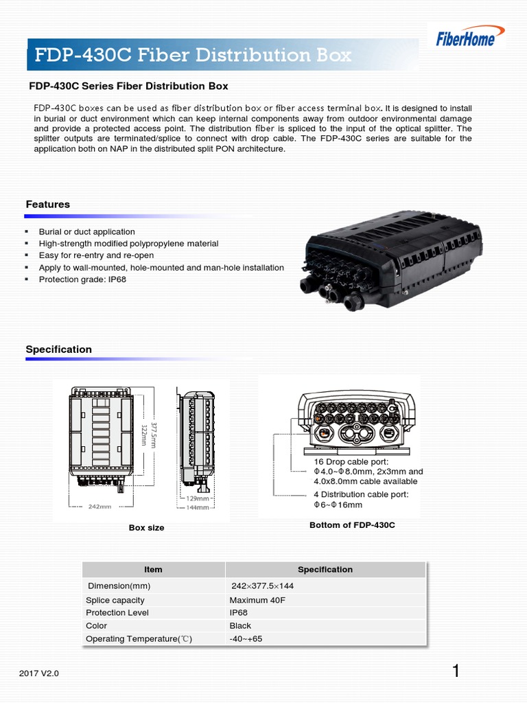 Annex 04 Outdoor Box FDP-430C Specification-FiberHome | PDF | Optical ...