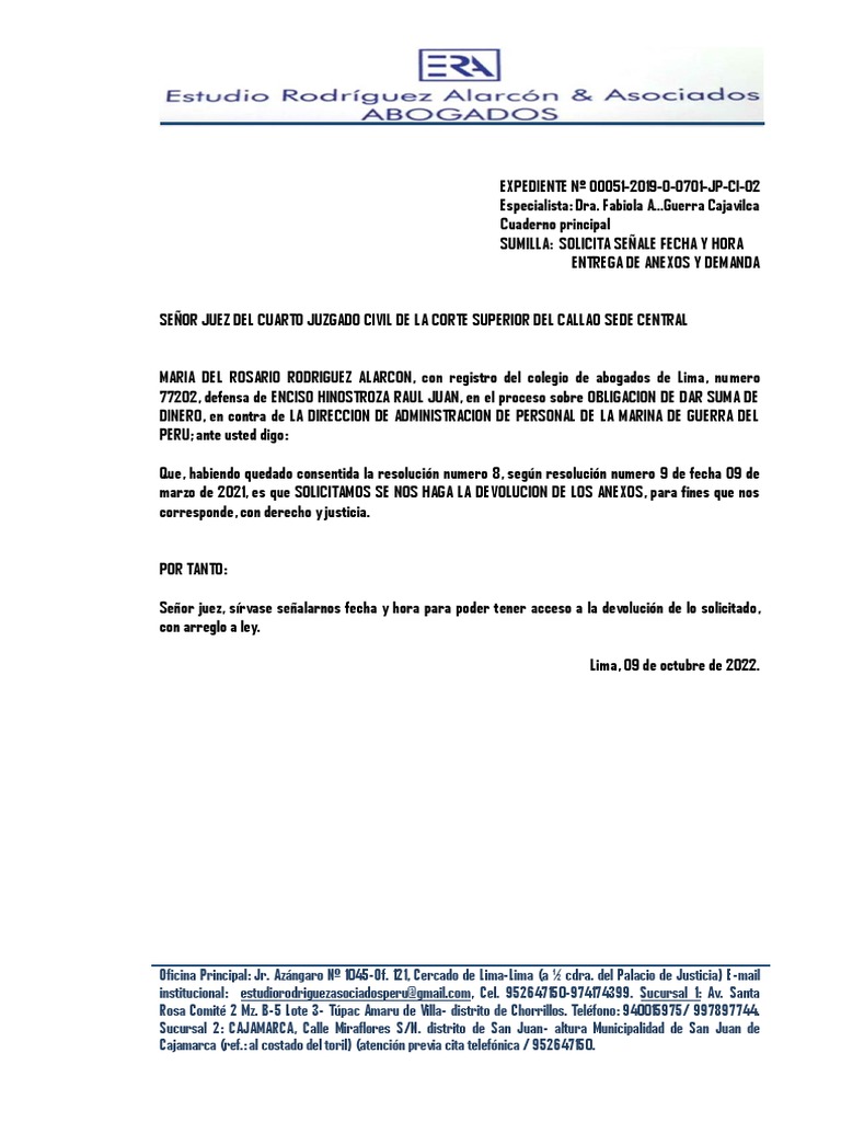 Modelo de Escrito de Devolucion de Anexos | PDF