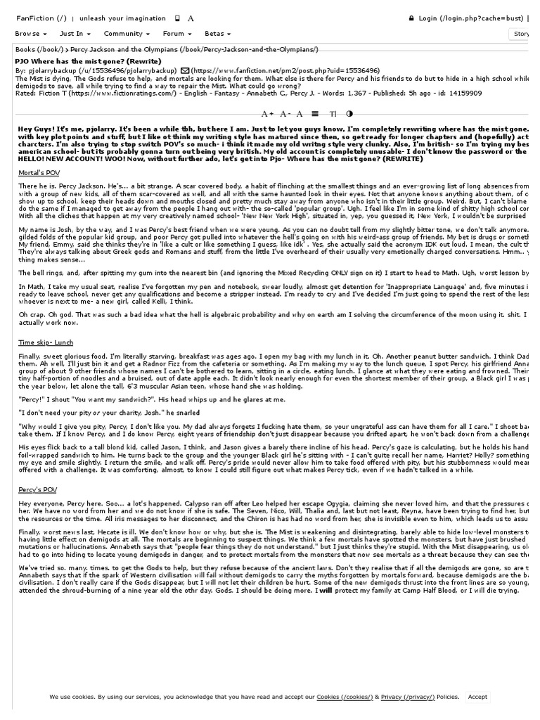 Where Has The Mist Gone ? A Percy Jackson and The Olympians FanFiction | PDF