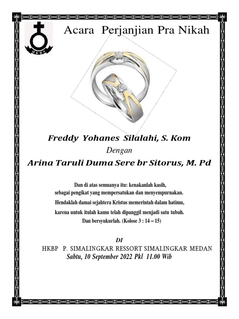 Tata Ibadah Perjanjian Pra Nikah - Arina Sere Sitorussss | PDF