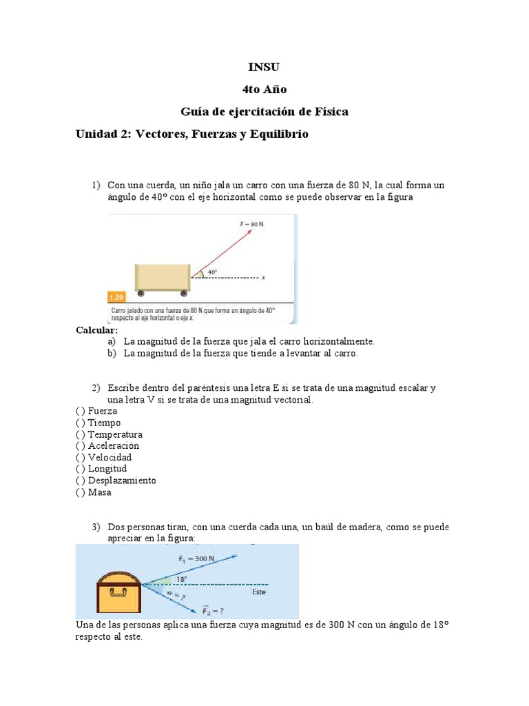 Ejercitación Tema 2 | PDF | Vector Euclidiano | Fuerza