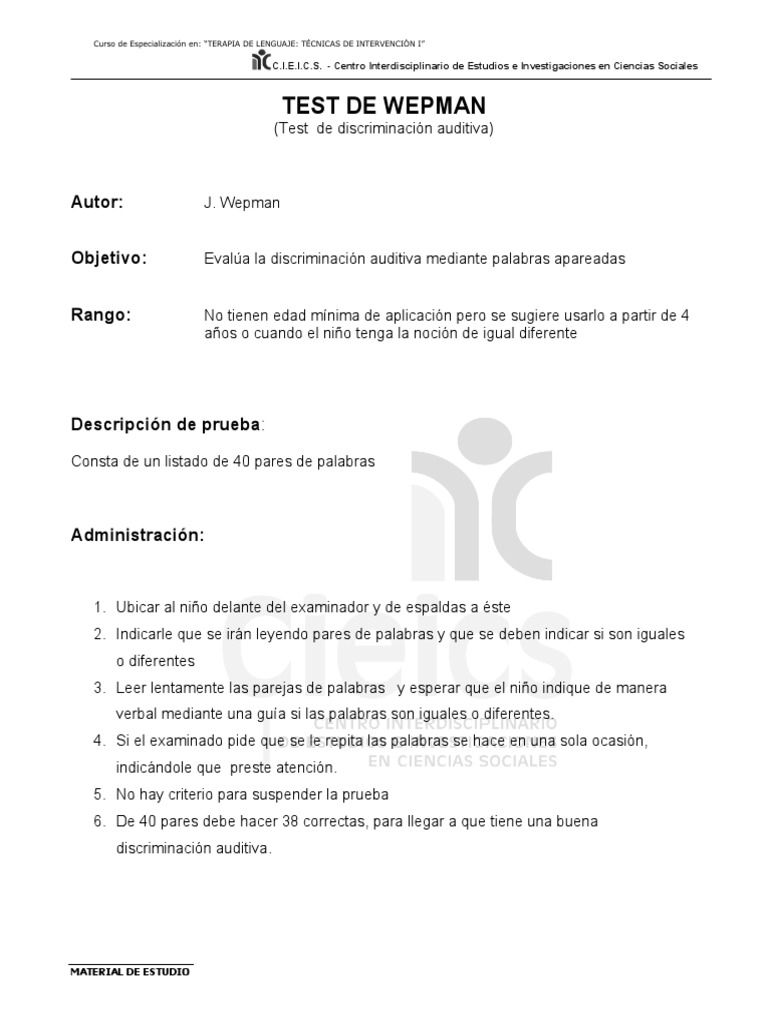 Test de Wepman | PDF