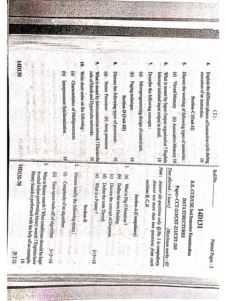 Previous Year Cse 3rd Sem | PDF