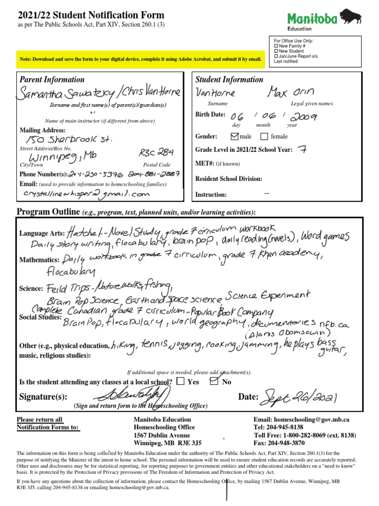 Notification-Form 2 | PDF | Homeschooling | Information