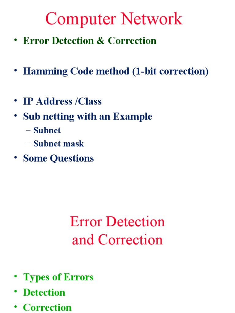 Ch 03 2 Error Det And Corr Pdf Error Detection And Correction Computer Science