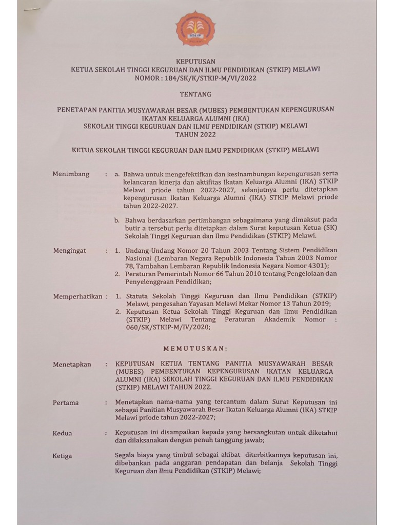 SK Panitia Mubes IKA | PDF