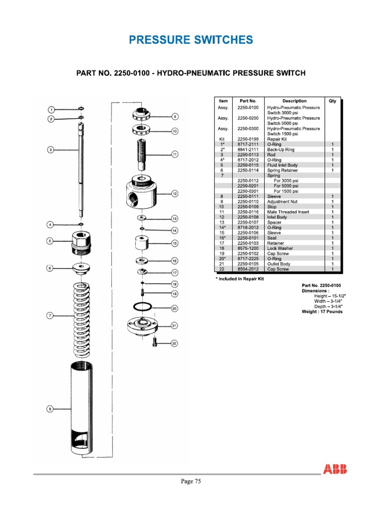 Switch Pressure 3000psi Hydro-Pneumatic Koomey | PDF