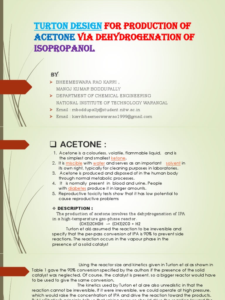Turton_Design_for_Acetone_Production | PDF | Chemical Reactor ...
