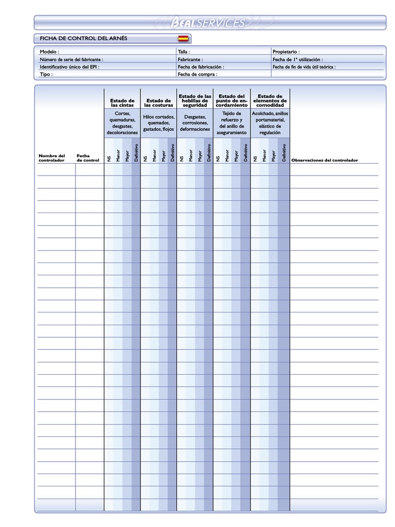 Fiche Control Harnais | PDF | Materiales