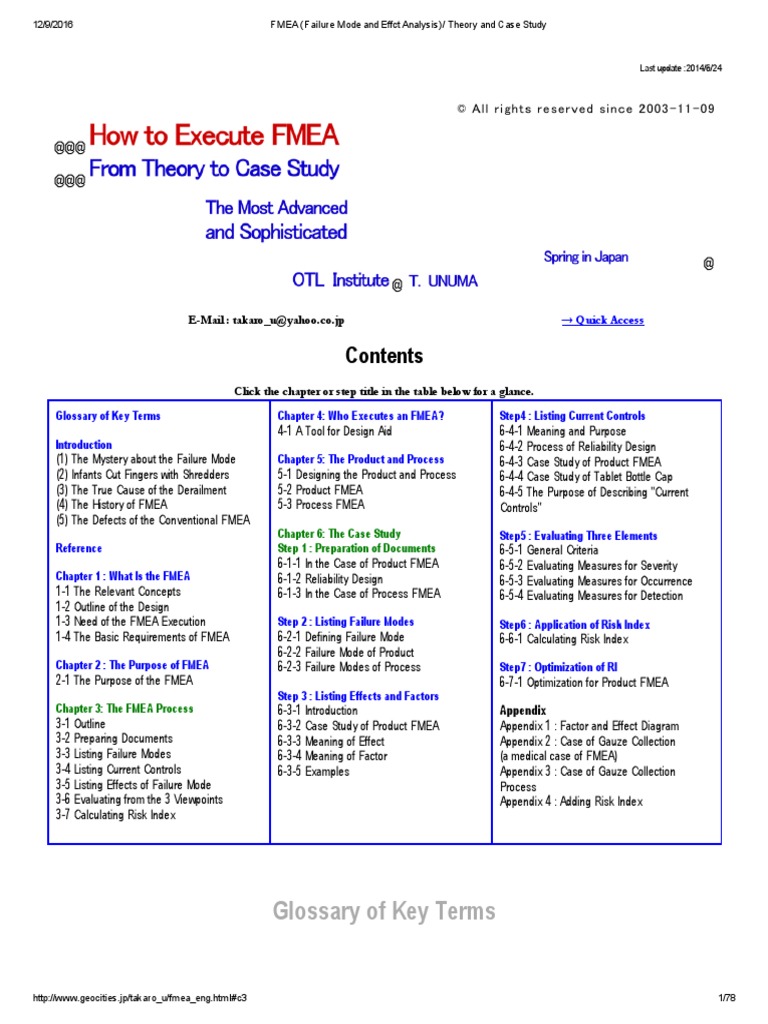 An Analysis of Failure Modes and Their Effects Through a Case Study of Product and Process FMEA ...