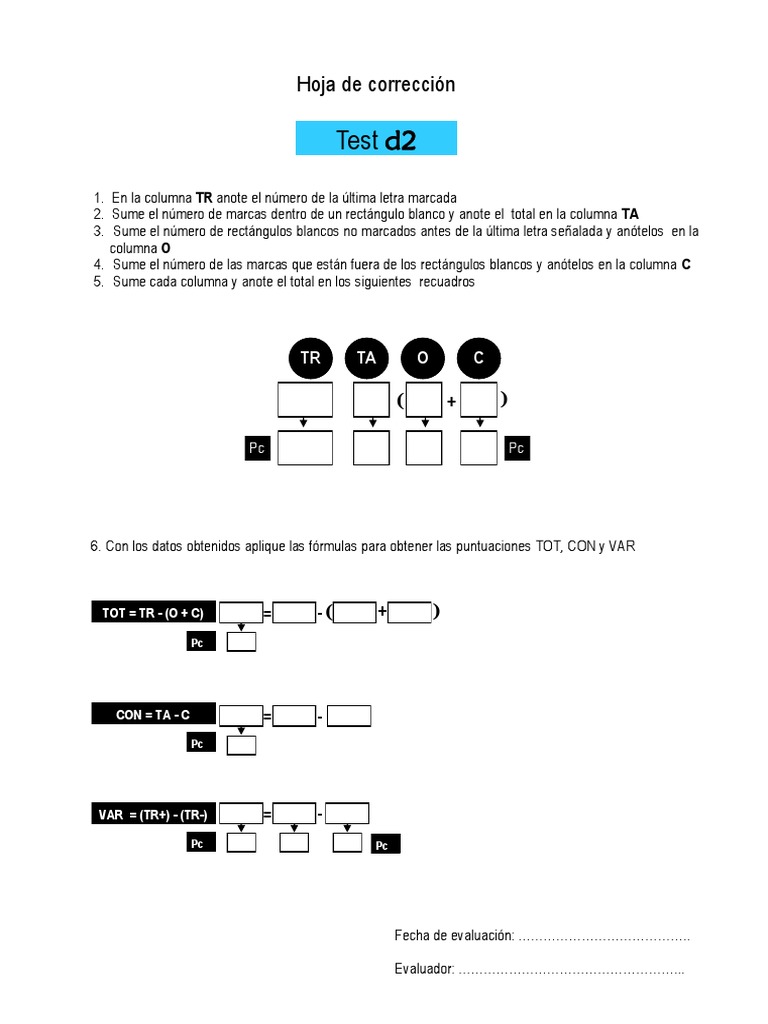 Guía para la corrección del test d2 | PDF