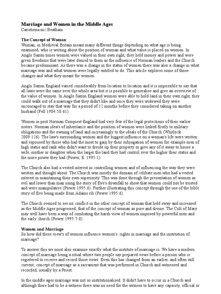Women's Changing Status and Rights in Marriage from Anglo-Saxon to Late ...