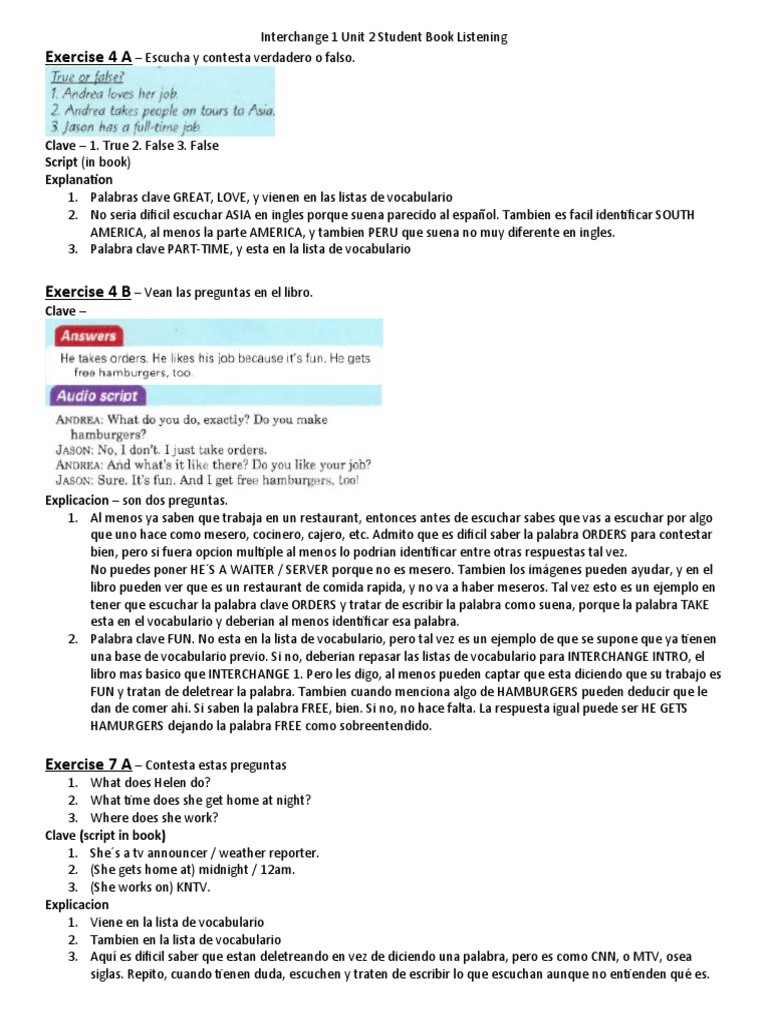 Interchange 1 Unit 2 Student Book Listening | PDF | Ciencia cognitiva