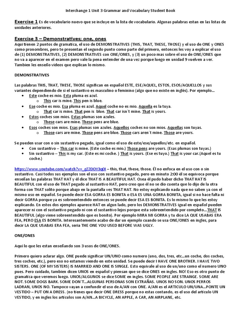 Interchange 1 Unit 3 Grammar and Vocabulary Student Book | Descargar ...