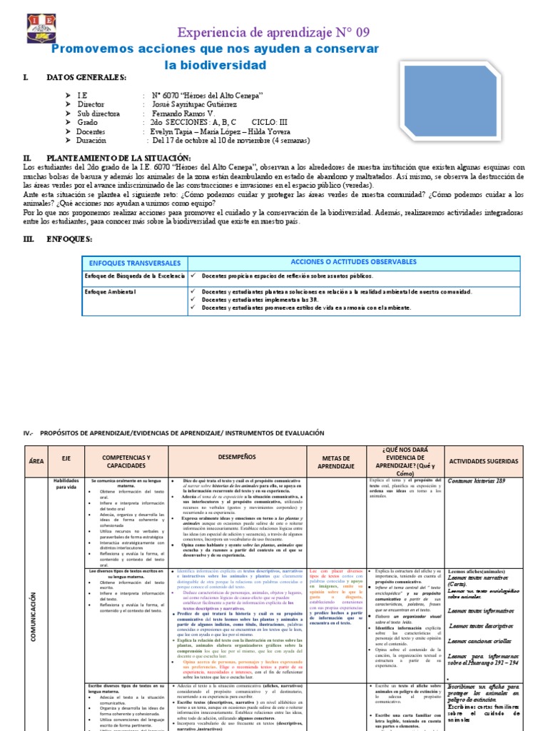 Experiencia de Aprendizaje N9 | PDF | Aprendizaje | Sustracción