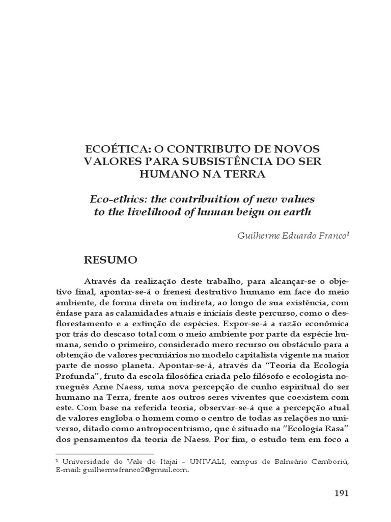 147-Texto Ecoética | PDF | Humano | Science