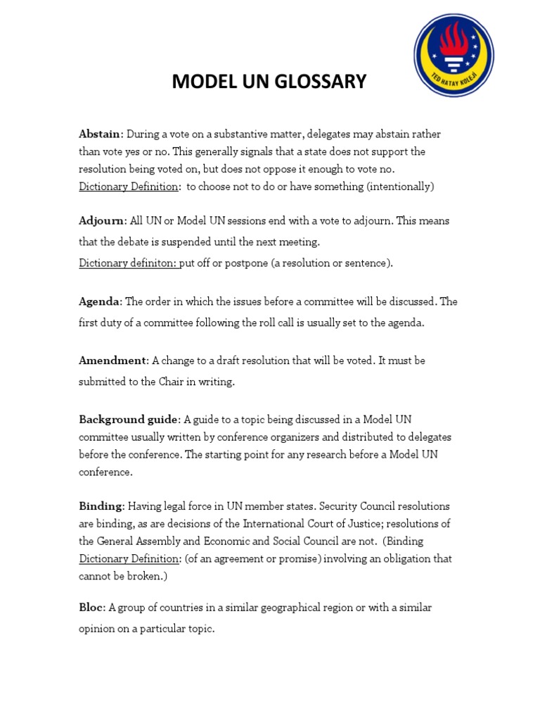 MUN Glossary | Download Free PDF | Committee | United Nations
