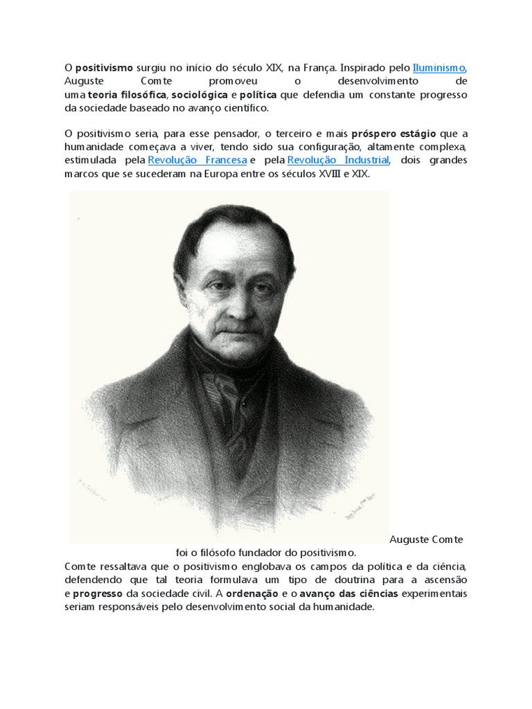 Positivismo A. Comte | PDF | Positivismo | Sociologia