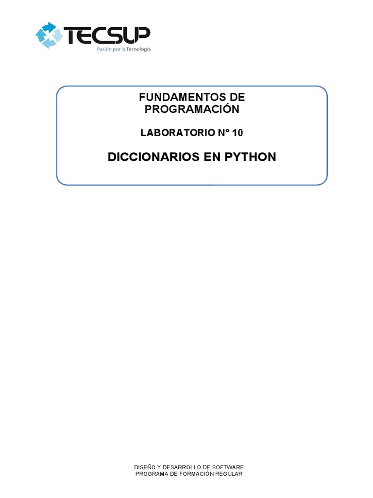Lab 10 - Diccionarios | PDF | Python (lenguaje de programación) | Laboratorios