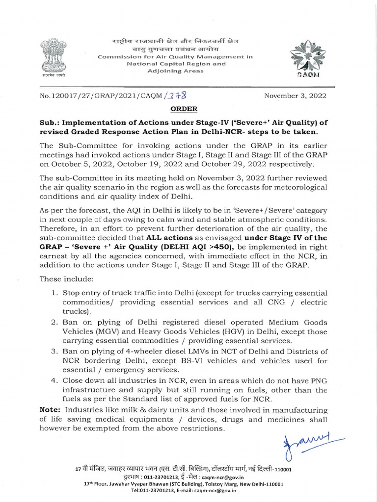 GRAP-IV DelhiPollution CAQM | PDF