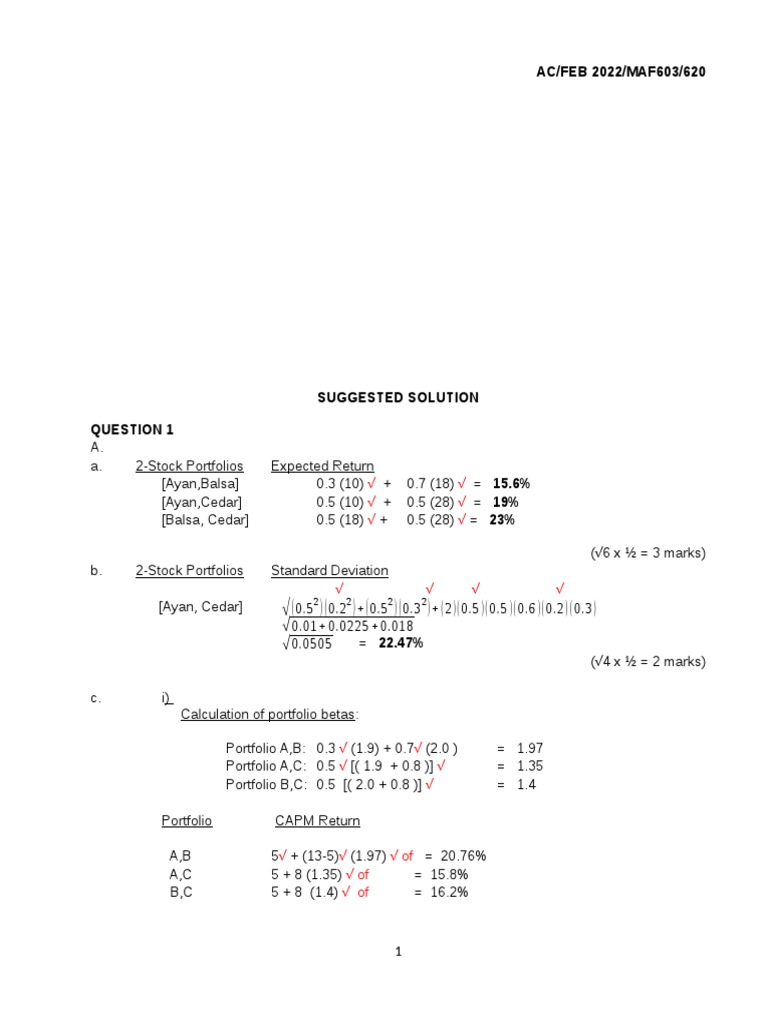 Solution Set 1 Maf603 Feb 2022 Bedah Ahmad 1 | PDF | Debt | Interest